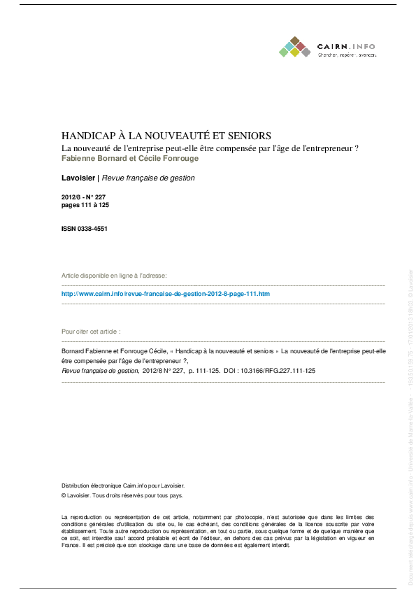 (PDF) liability of newness and senior entrepreneur : does the ...