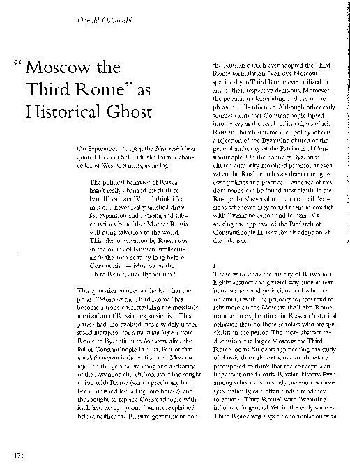 (PDF) "Moscow the Third Rome" as Historical Ghost