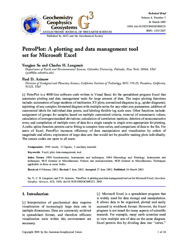 (PDF) PetroPlot: A plotting and data management tool set for Microsoft Excel