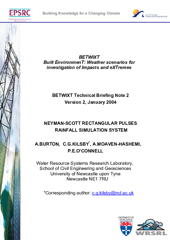 (PDF) Neyman–Scott Rectangular Pulses Rainfall Simulation System