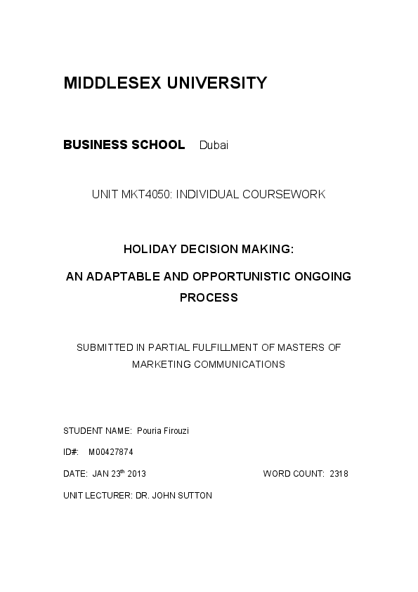 (PDF) HOLIDAY DECISION MAKING: AN ADAPTABLE AND OPPORTUNISTIC ONGOING ...