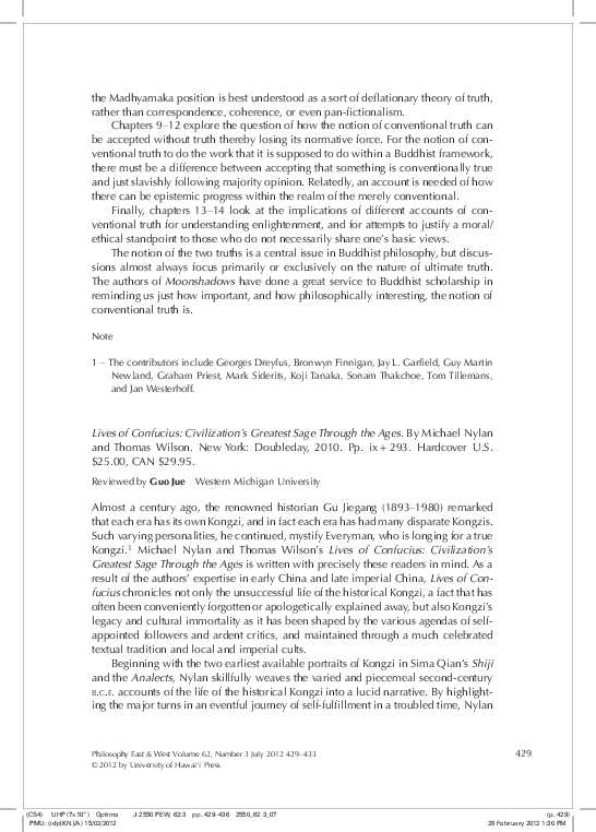 (PDF) REVIEW: Lives of Confucius by Michael Nylan and Thomas Wilson