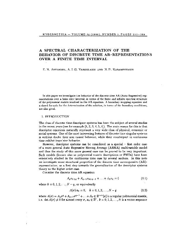 (PDF) Antoniou S., Vardulakis A.I. and N.P., 1998, A spectral ...