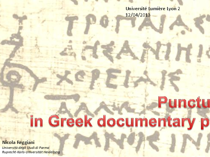 (PPT) Punctuation in Greek documentary papyri