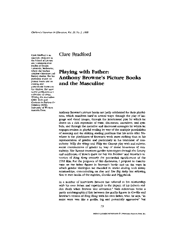 (PDF) Playing with Father: Anthony Browne's Picture Books and the Masculine