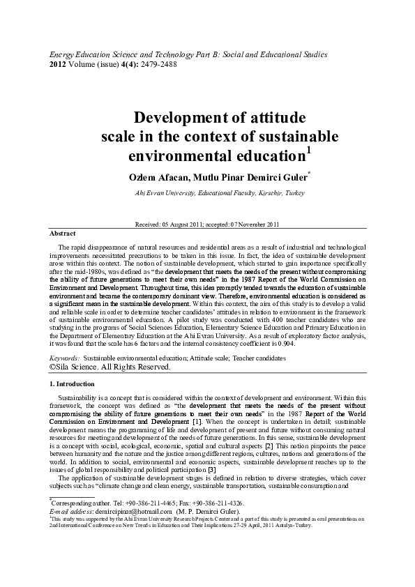 (PDF) Development of attitude scale in the context of sustainable ...