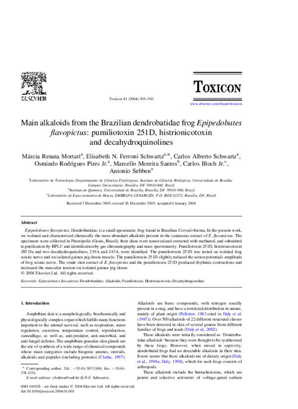 (PDF) Main alkaloids from the Brazilian dendrobatidae frog Epipedobates ...