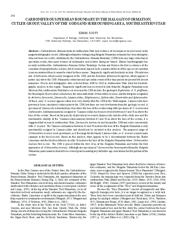 (PDF) Carboniferous-Permian Boundary in the Halgaito Formation, Cutler ...