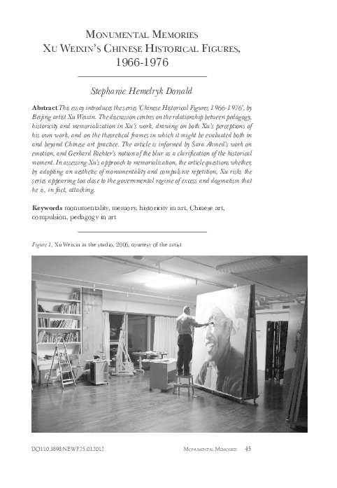 (PDF) Monumental memories: Xu Weixin's Chinese Historical Figures 1966-1976
