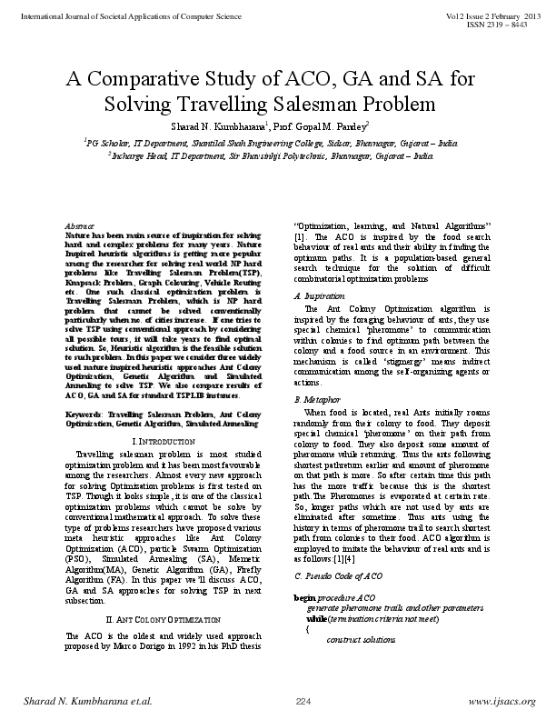 (PDF) A Comparative Study of Ant Colony Optimization, Simulated ...