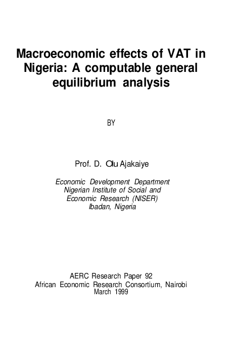 (PDF) Macroeconomic Effects of VAT in Nigeria: A Computable General ...