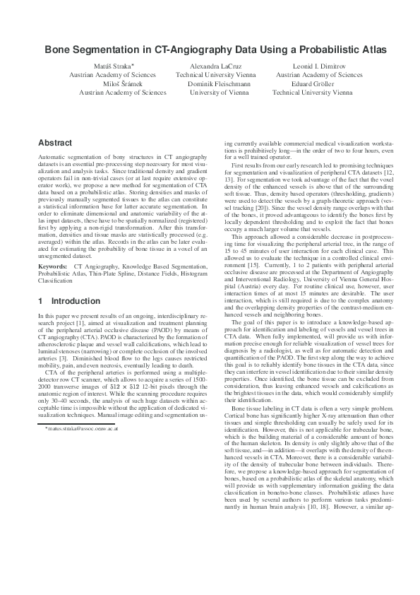 (PDF) Bone segmentation in CT-angiography data using a probabilistic atlas