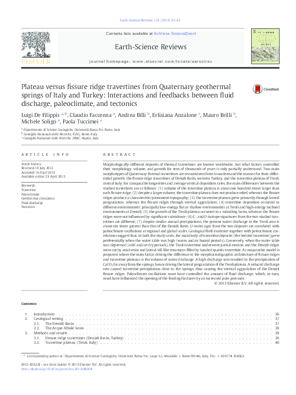 (PDF) Plateau versus fissure ridge travertines from Quaternary ...