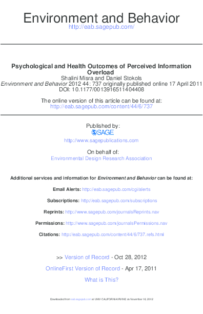 (PDF) Psychological and health outcomes of perceived information overload