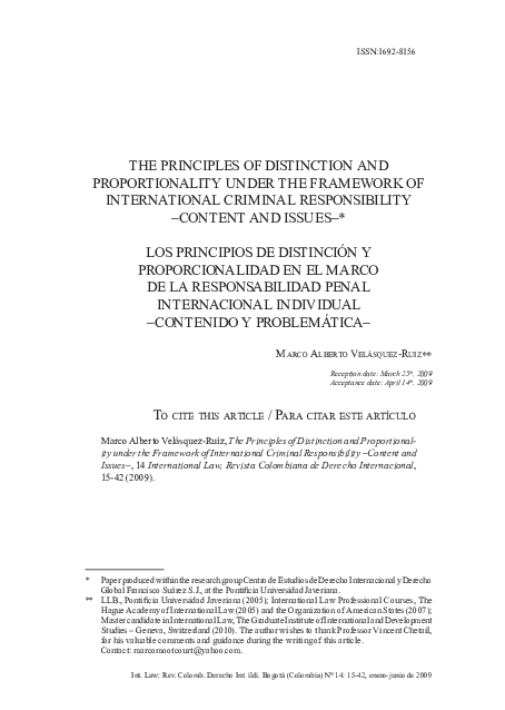 (PDF) THE PRINCIPLES OF DISTINCTION AND PROPORTIONALITY UNDER THE ...