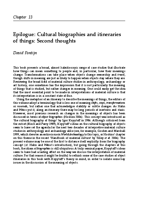 (PDF) Cultural biographies and itineraries of things -second thoughts
