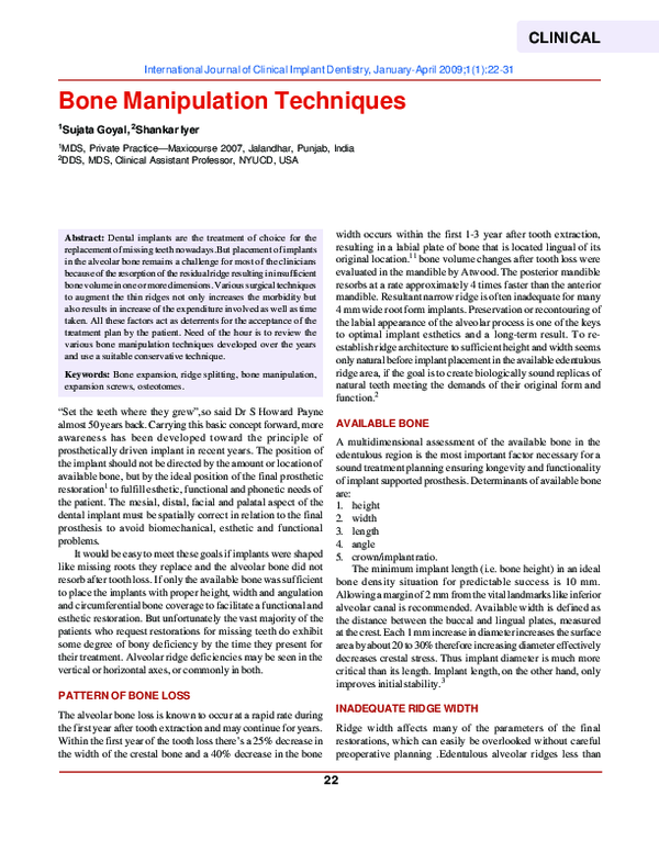(PDF) Bone Manipulation Techniques