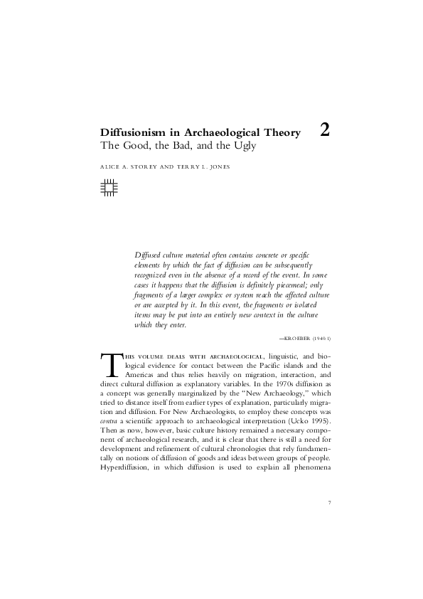 (PDF) Diffusionism in Archaeological Theory: The Good, The Bad, and The ...