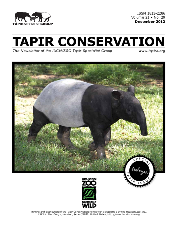 (PDF) Tapir reintroduction in Borneo Dec 2012