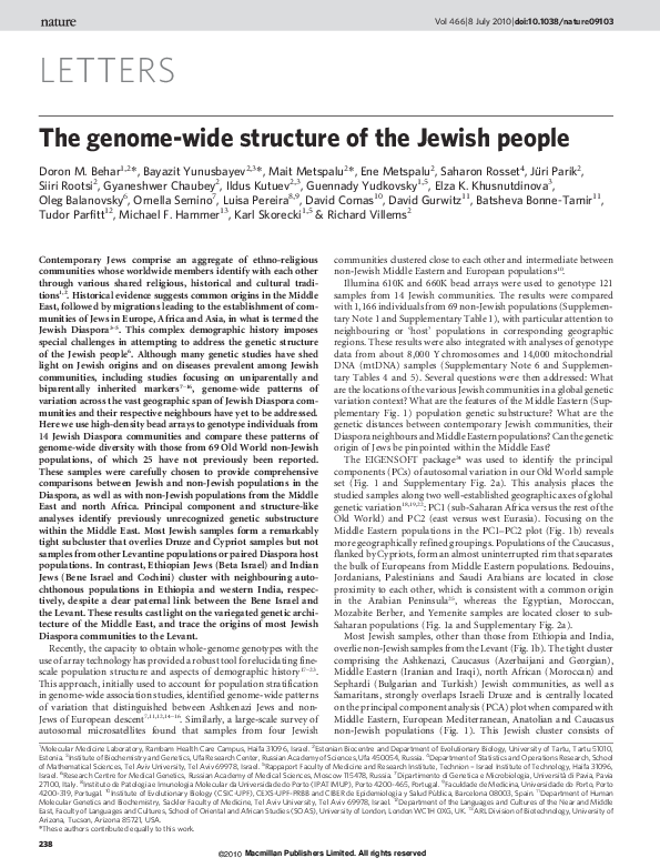 (PDF) The genome-wide structure of the Jewish people