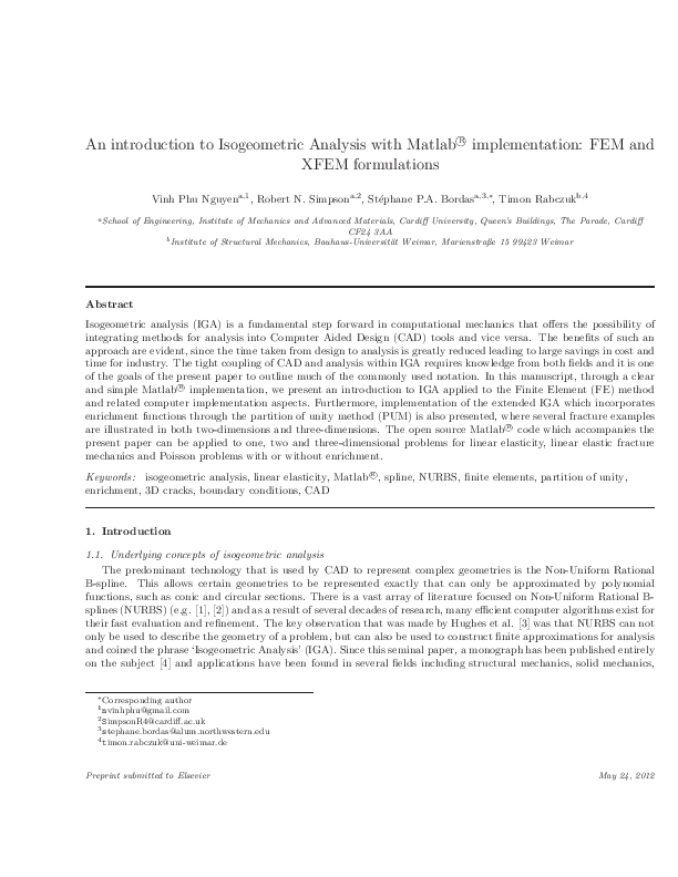 Pdf An Introduction To Isogeometric Analysis With Matlab