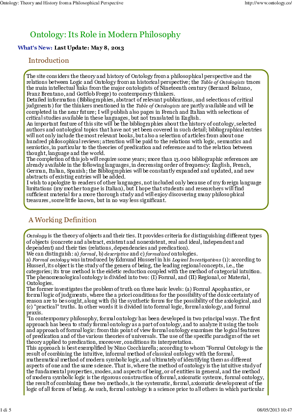 (PDF) Ontology. a Resource Guide for Philosophers