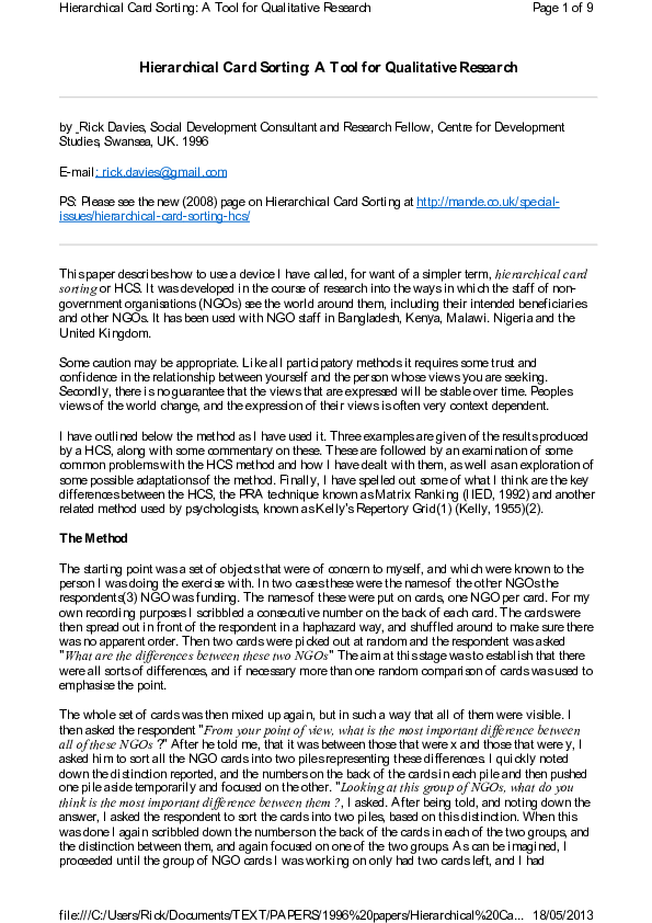 Hierarchical card sorting: A tool for qualitative research