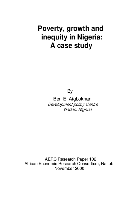 (PDF) Poverty,Growth and Inequality in Nigeria: A Case Study