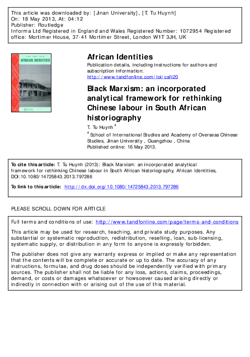 (PDF) Black Marxism: an incorporated analytical framework for ...