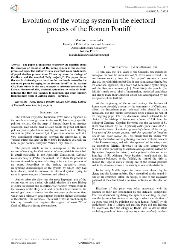 (PDF) Evolution of the voting system in the electoral process of the ...