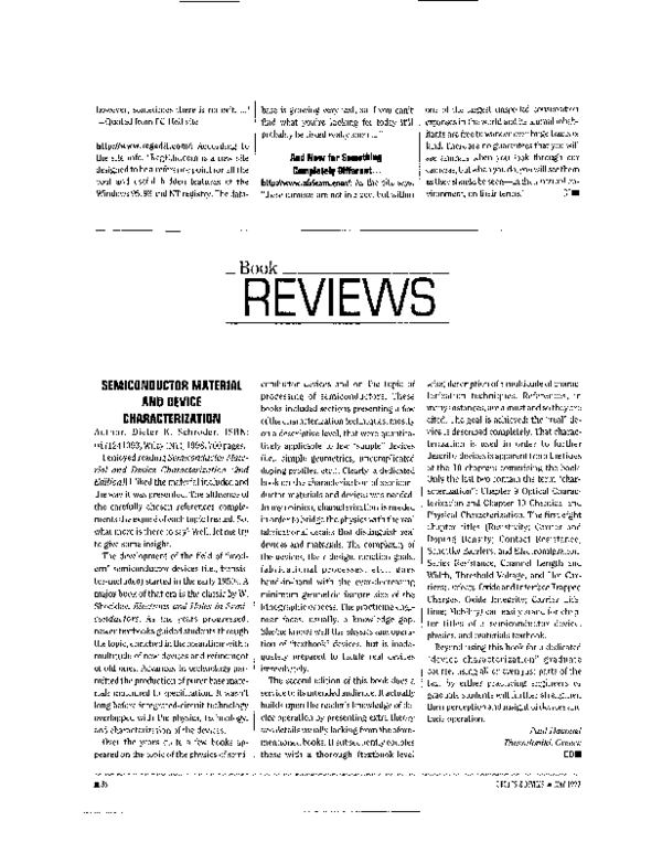 Semiconductor material and device characterization [Book Review]