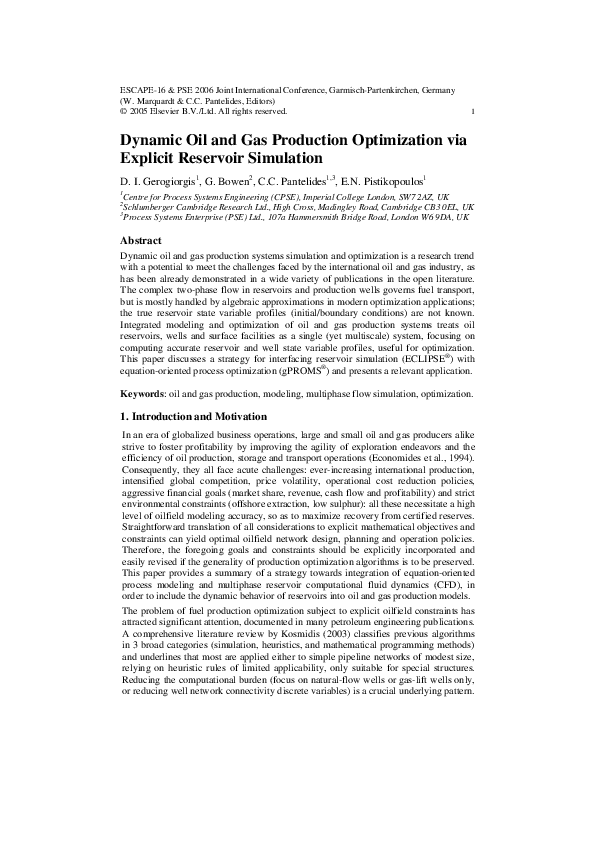 Pdf Dynamic Oil And Gas Production Optimization Via Explicit Reservoir Simulation