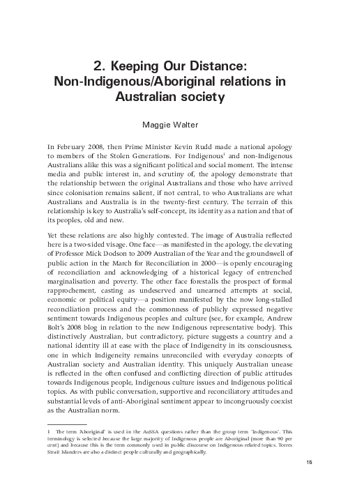 (PDF) Keeping Our Distance: Non-Indigenous/Aboriginal Relations in ...