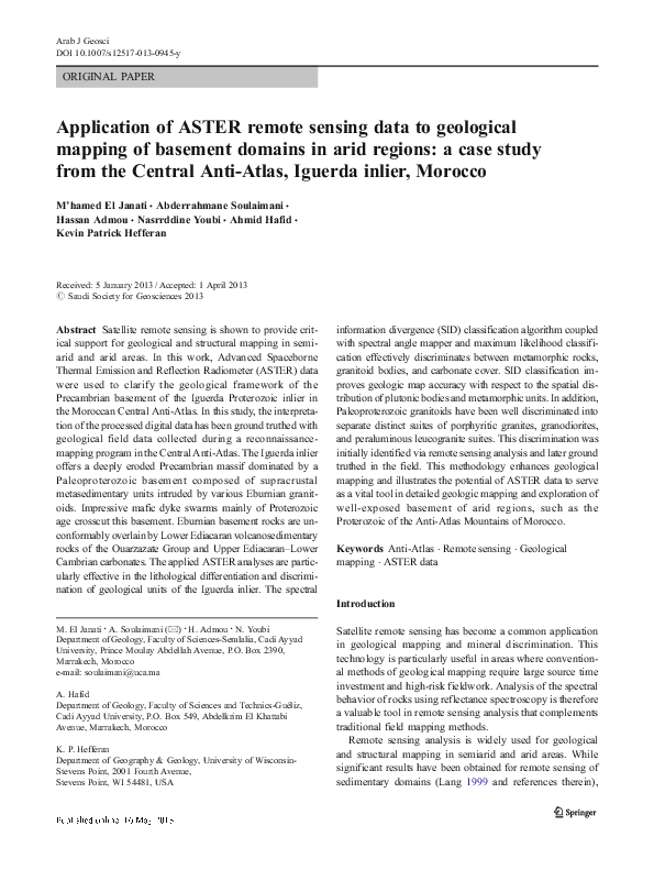 Pdf Application Of Aster Remote Sensing Data To Geological Mapping Of