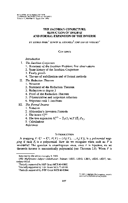 (PDF) The Jacobian conjecture: Reduction of degree and formal expansion ...