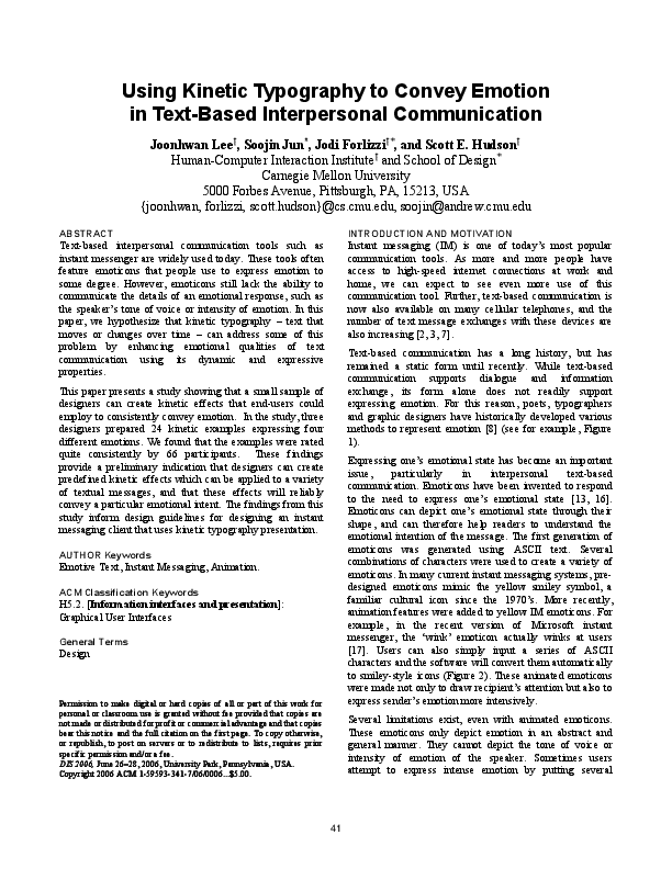 (PDF) Using kinetic typography to convey emotion in text-based ...