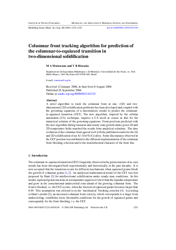 (PDF) Columnar front tracking algorithm for prediction of the columnar-to-equiaxed transition in ...