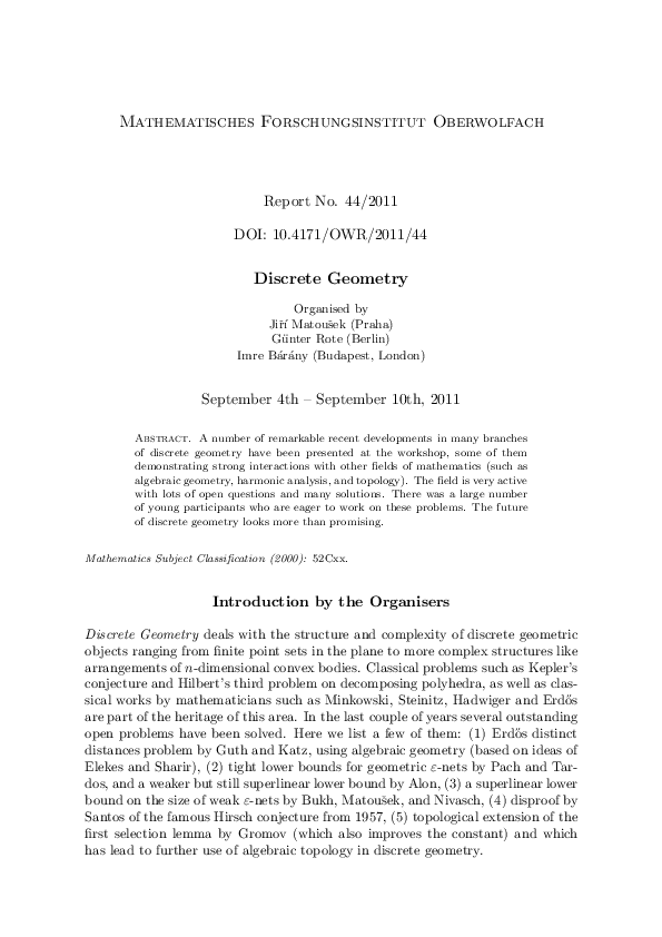 (PDF) Discrete Geometry