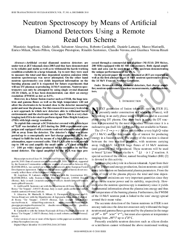 (PDF) Neutron spectroscopy by means of artificial diamond detectors ...