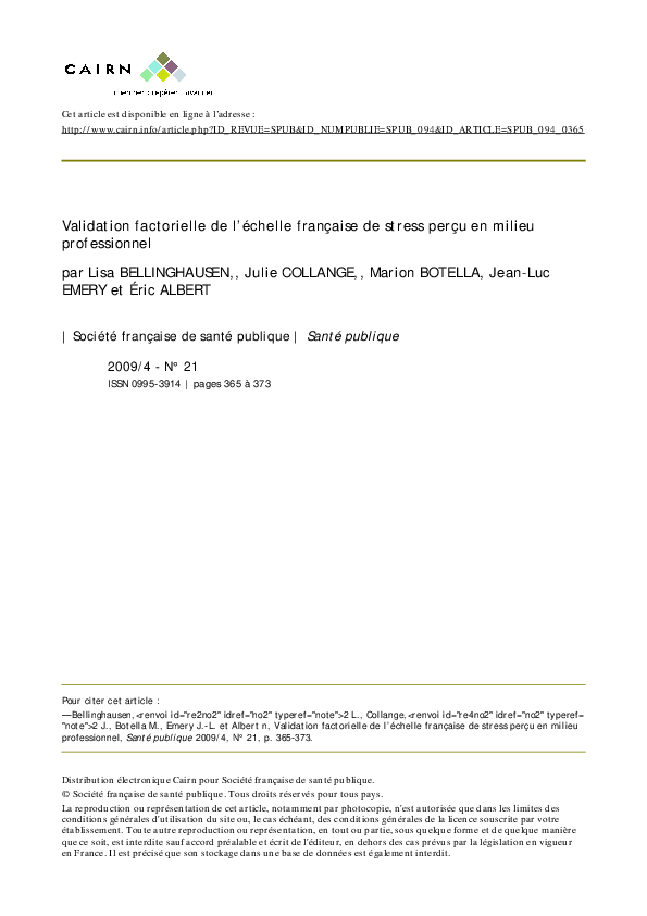 (PDF) Bellinghausen, L., Collange, J., Botella, M., Emery, J-L ...