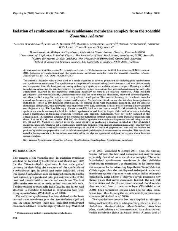 (PDF) Isolation of symbiosomes and the symbiosome membrane complex from ...