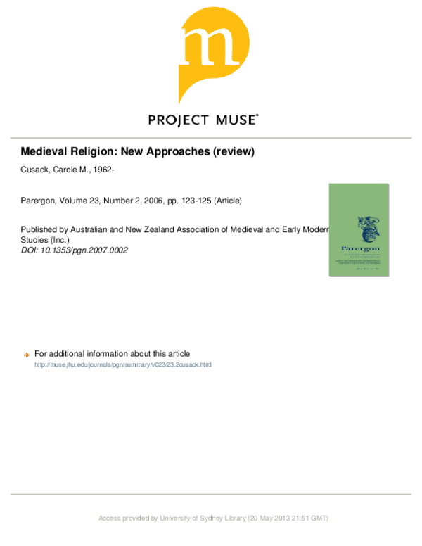 (PDF) Constance Hoffman Berman (ed.), Medieval Religion: New Approaches