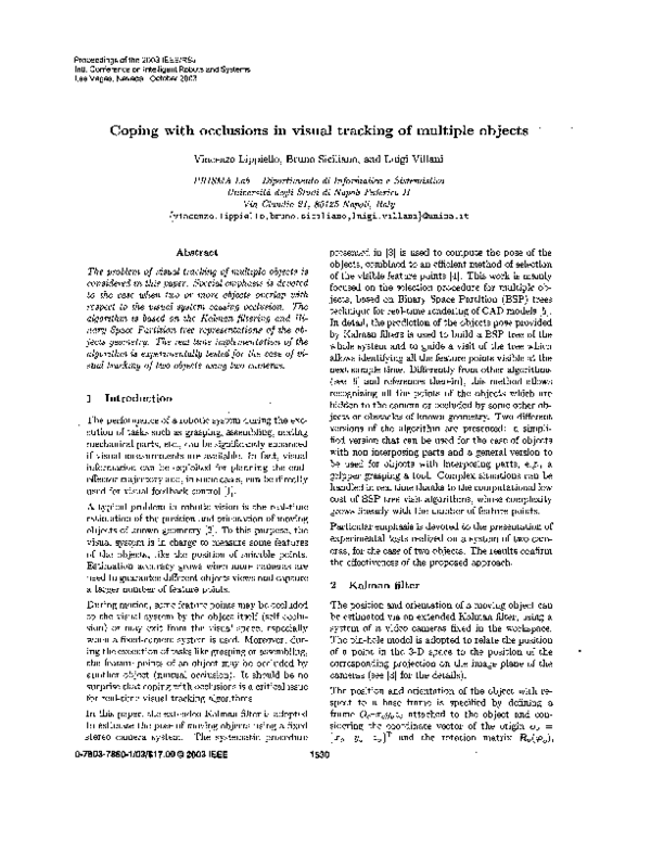 Pdf Coping With Occlusions In Visual Tracking Of Multiple Objects