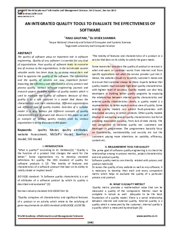(PDF) AN_INTEGRATED_QUALITY_TOOLS_TO_EVALUATE_THE_EFFECTIVENESS