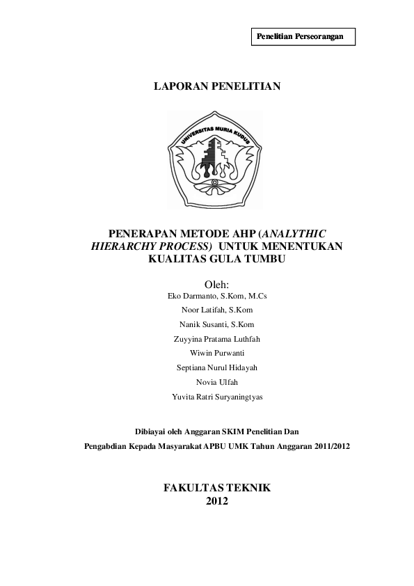 (PDF) Penerapan Metode AHP (Analythic Hierarchy Process) untuk ...