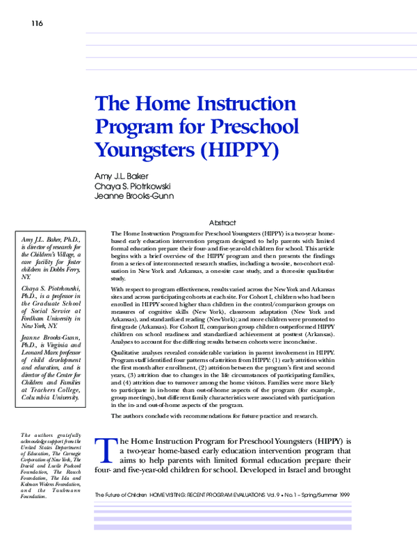 (PDF) The Home Instruction Program for Preschool Youngsters (HIPPY