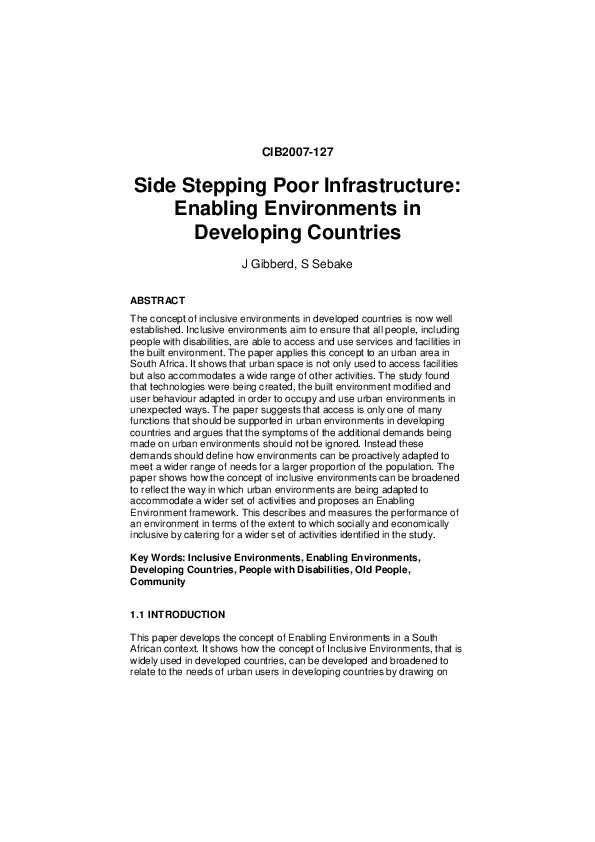 (PDF) Sidestepping Poor Infrastructure Enabling Environments in ...