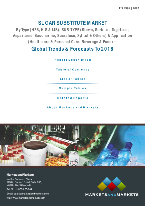 (PDF) Sugar Substitute Market - the fastest growing segment of the ...