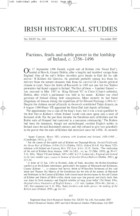 (PDF) 2007a. ‘Factions, Feuds and Noble Power in the Lordship of ...