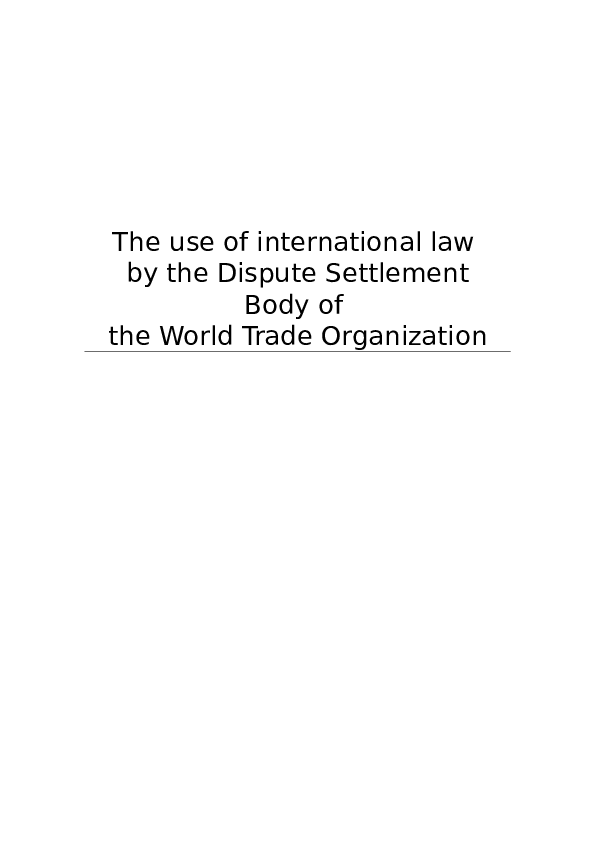 (DOC) The use of international law by the Dispute Settlement Body of ...